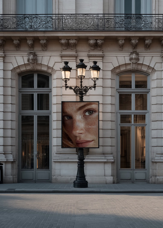 Parisian Street Hanging Billboard Mockup for Branding · Studio Blanche