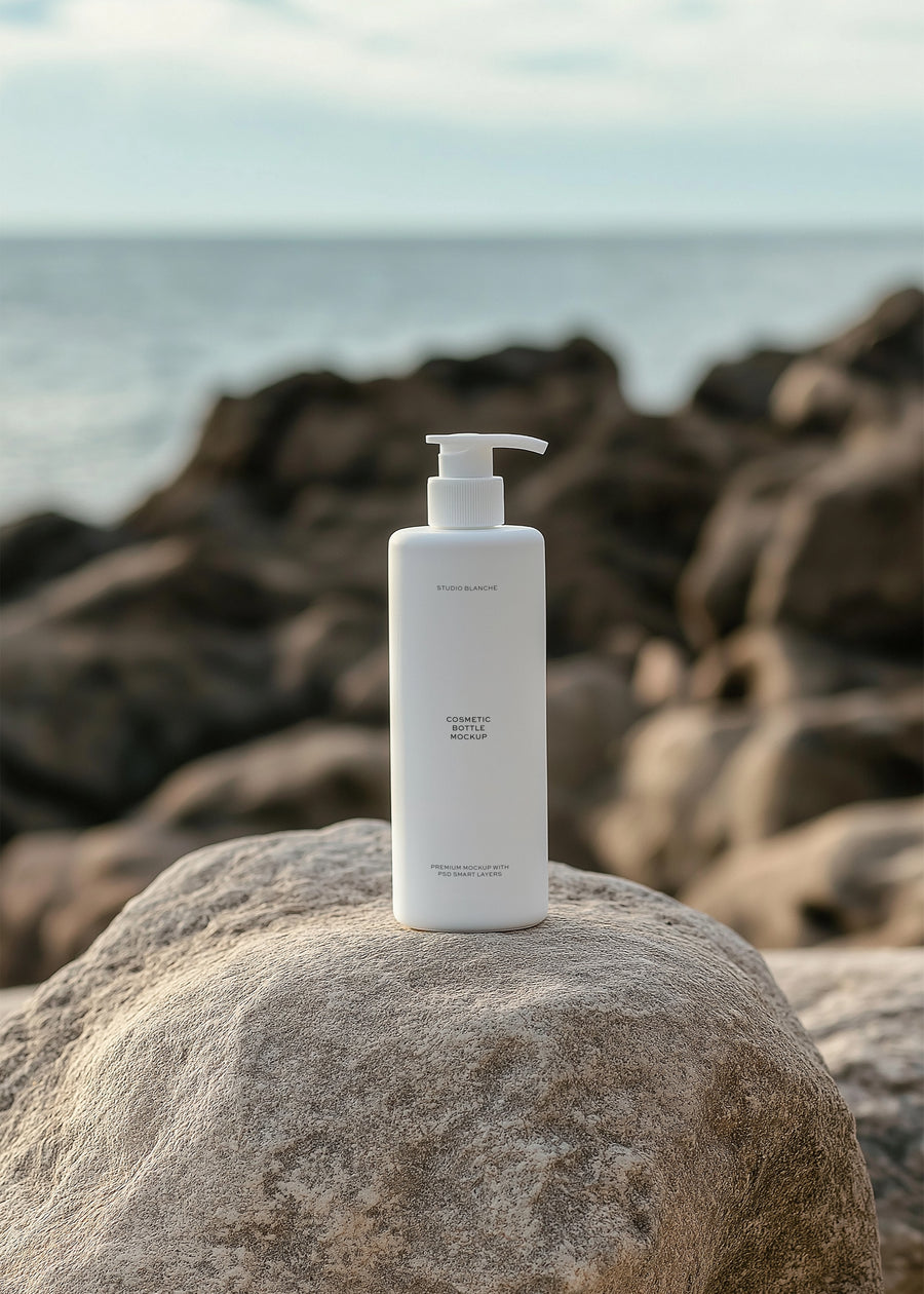 Tall Plastic Cosmetic Pump Bottle Mockup · Studio Blanche